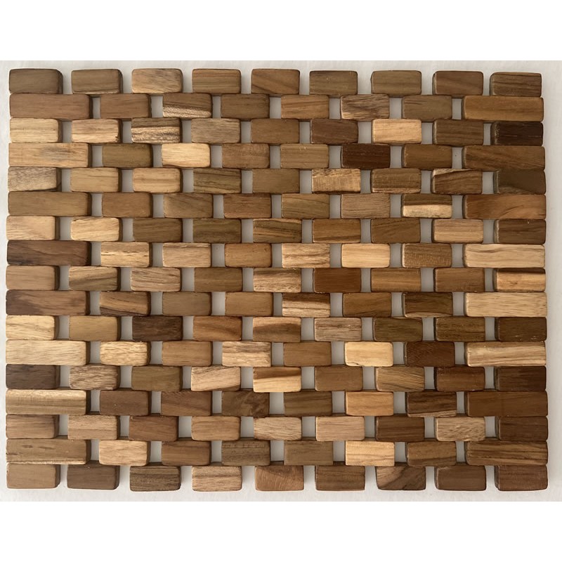 Teak Block Wooden Placemats, Recycled Set of 4, Large